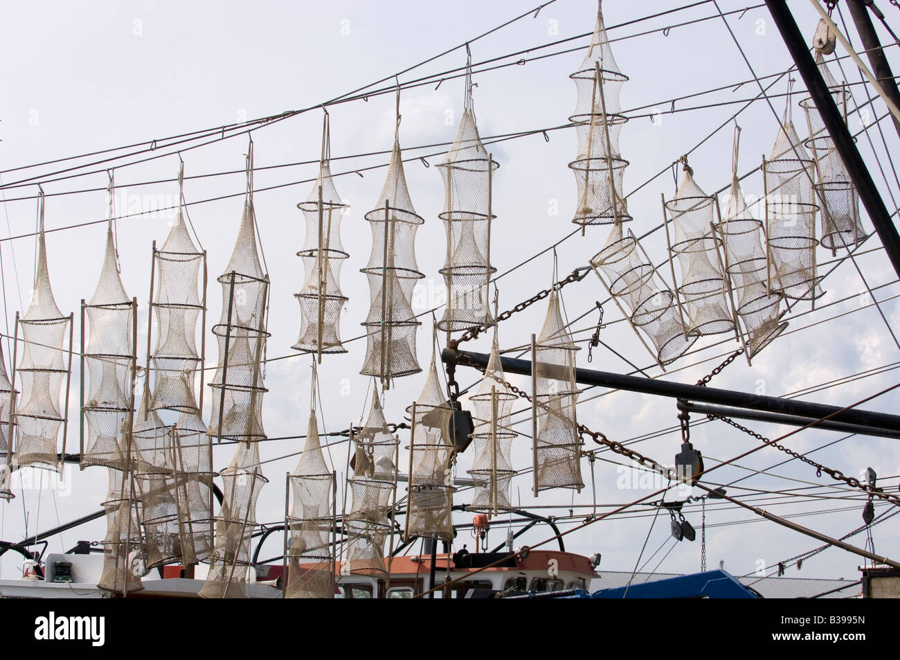 Hoop nets drying in the harbour of Yerseke, Zeeland, Netherlands Stock ...