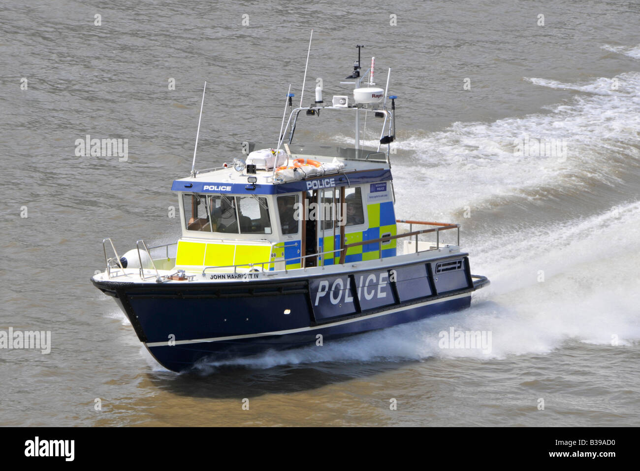 River Thames London England UK Metropolitan Police high speed patrol ...
