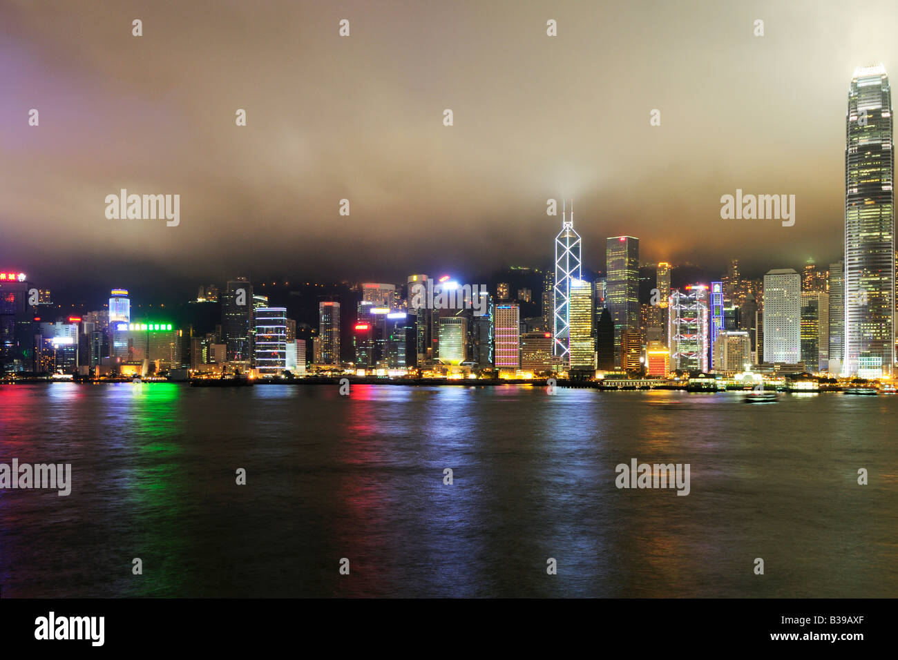 Hong Kong island viewed from Kowloon on the mainland at night Stock ...