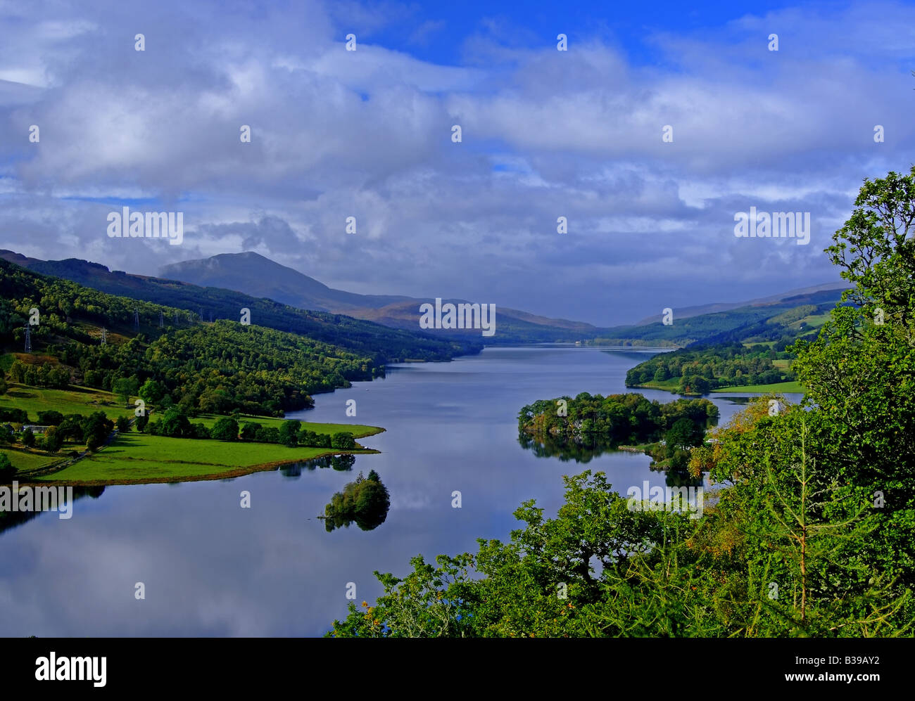 uk scotland tayside perthshire queens view loch tummel and mountain of ...