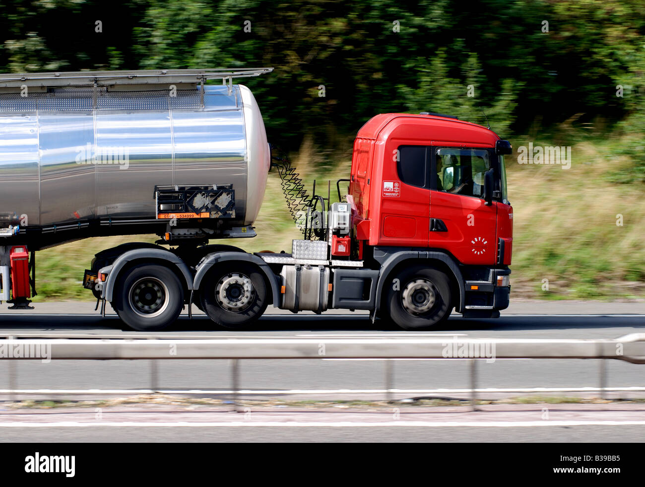 Tanker lorry at speed on M40 motorway England UK Stock Photo - Alamy