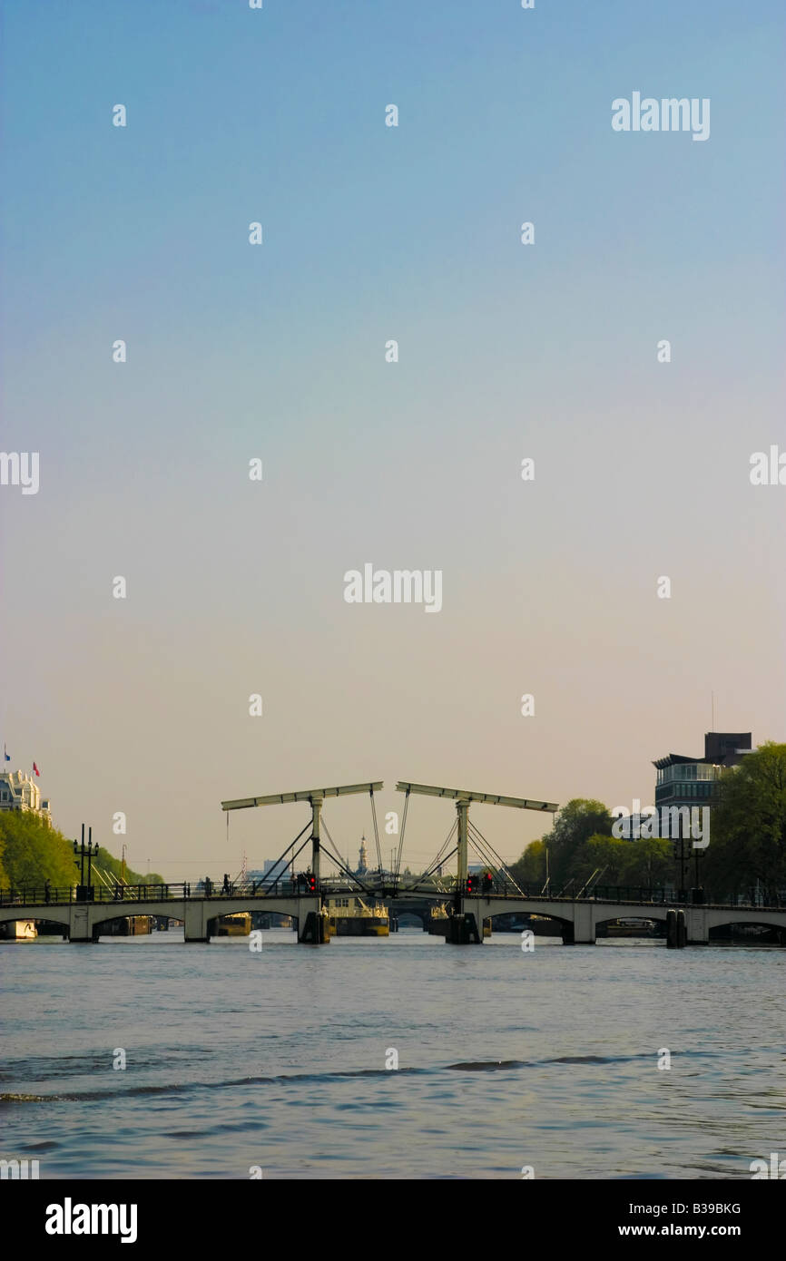 Magere Brug "Skinny Bridge" over the river Amstel, Amsterdam ...