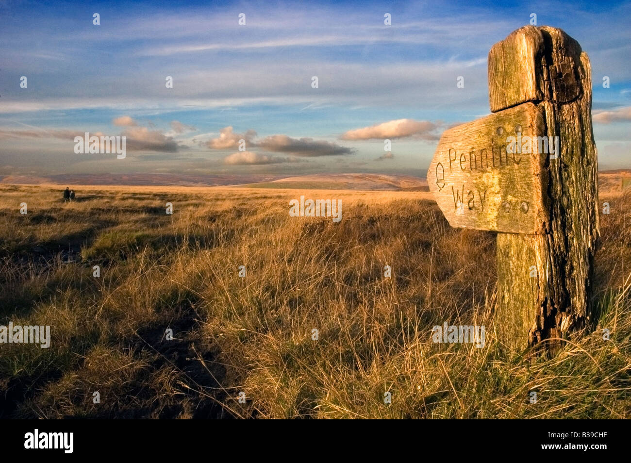 SIGN POST INDICATING DIRECTION OF THE PENNINE WAY CALDERDALE WEST ...