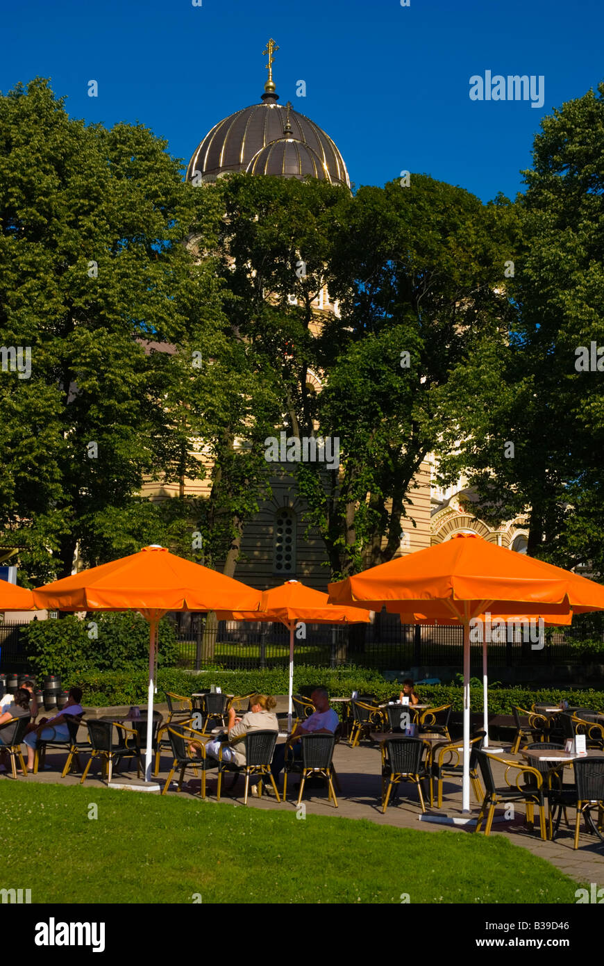 Outdoor cafe in Esplanade park in Riga Latvia Europe Stock Photo - Alamy