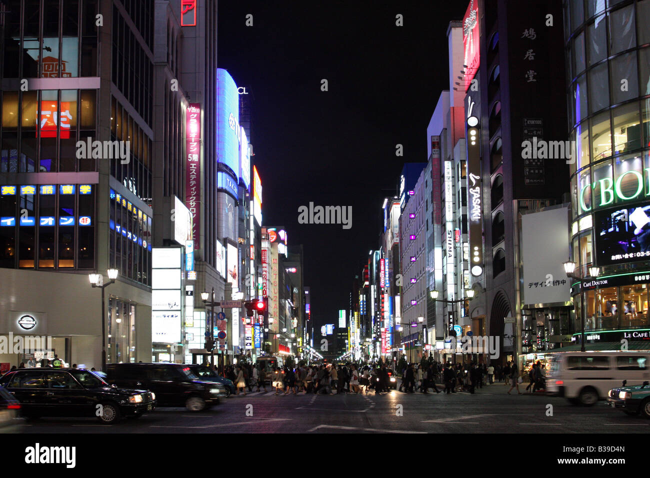 buildings at night in Ginza, tokyo, japan Stock Photo - Alamy