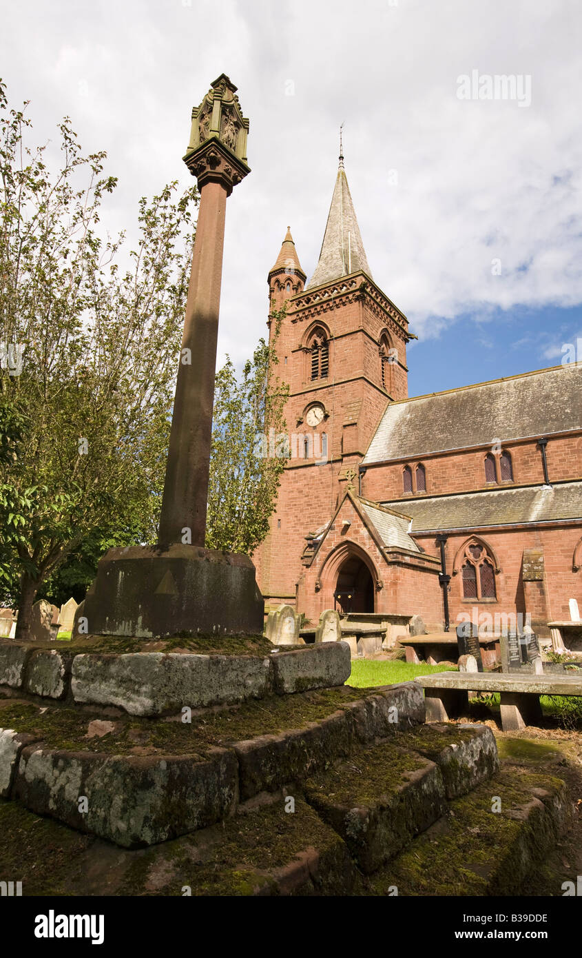 UK Cheshire Aldford St John the Baptist Church ancient churchyard cross ...