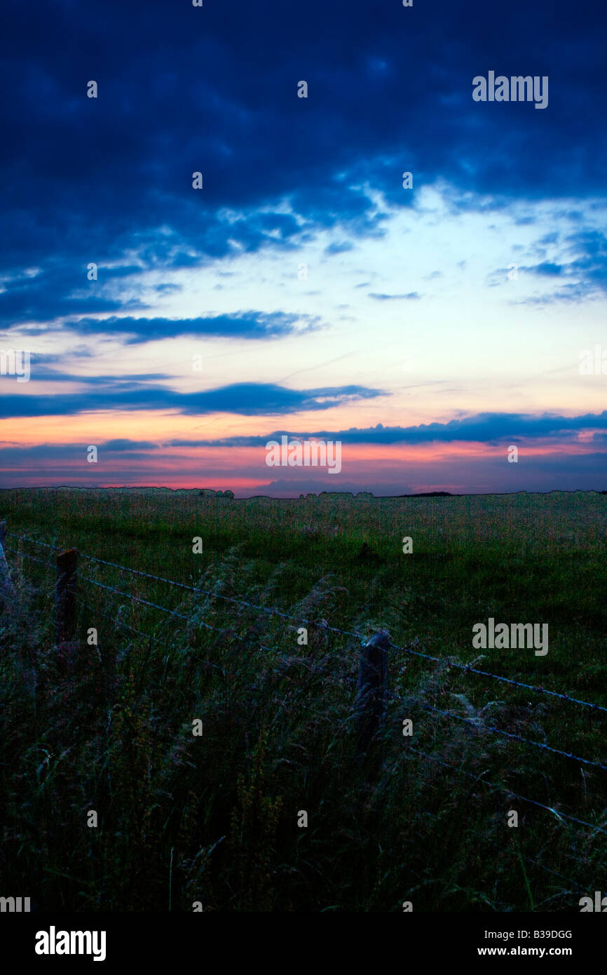 Country field at sunset Stock Photo - Alamy