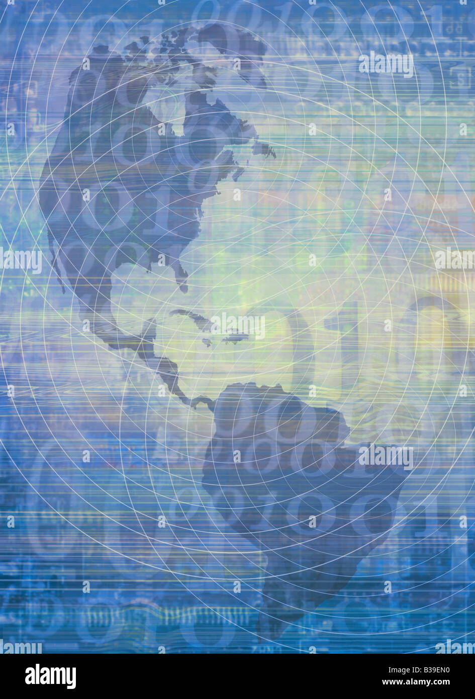 World Map and Binary Code Stock Photo - Alamy