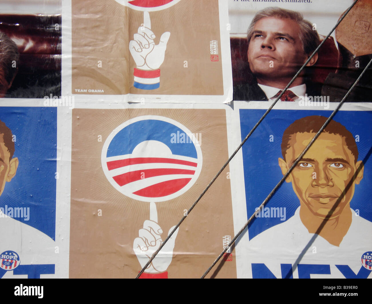 A Political Poster ad of Barrack Obamma and George W. Bush Stock Photo ...