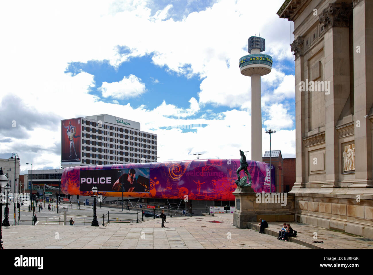 a view of liverpool city centre from the steps of st.georges hall ...