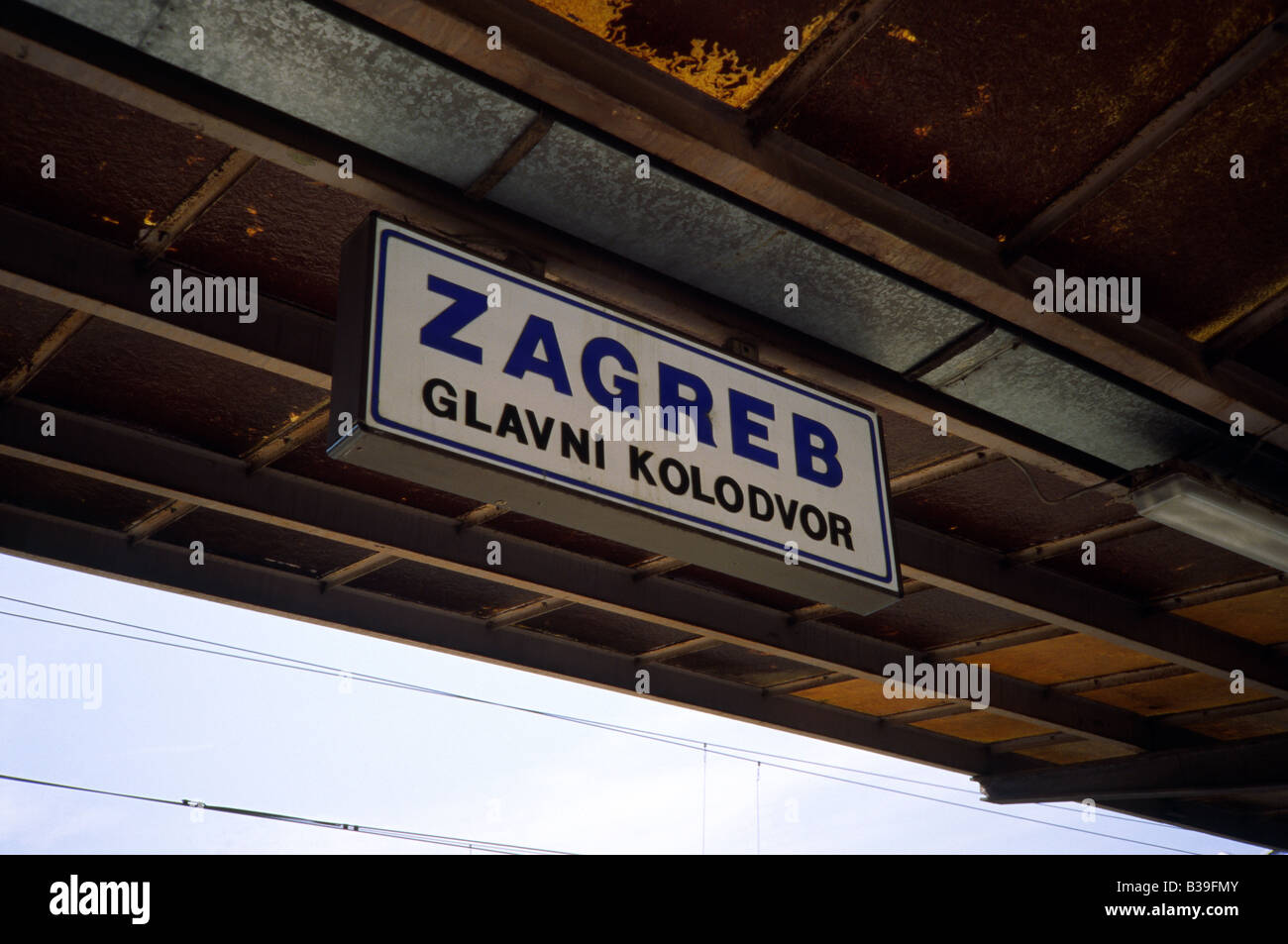 Sign for Zagreb taken at main railway station Zagreb Croatia Europe ...