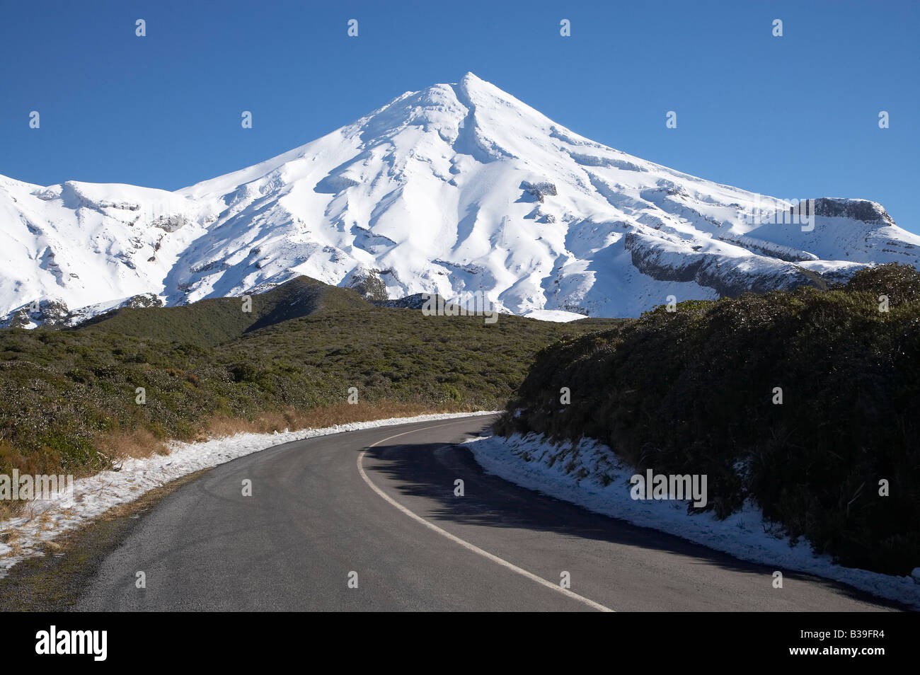 Road to Manganui Ski Area Mt Taranaki Mt Egmont Taranaki North Island ...