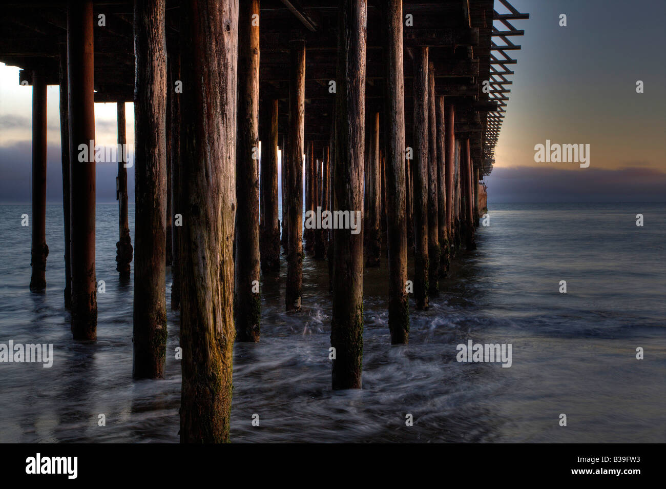 Seacliff Beach Pier Sunset 08 Stock Photo - Alamy