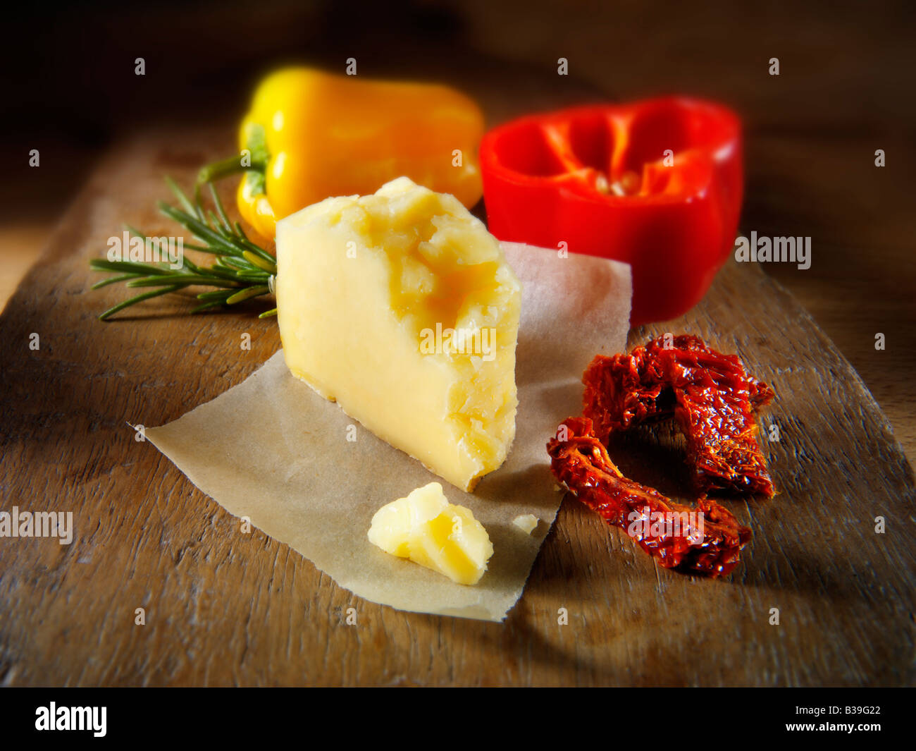 Cheddar cheese and peppers Stock Photo - Alamy