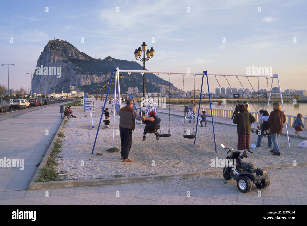 Children playground in town of La Linea de la Concepcion at Bay of ...