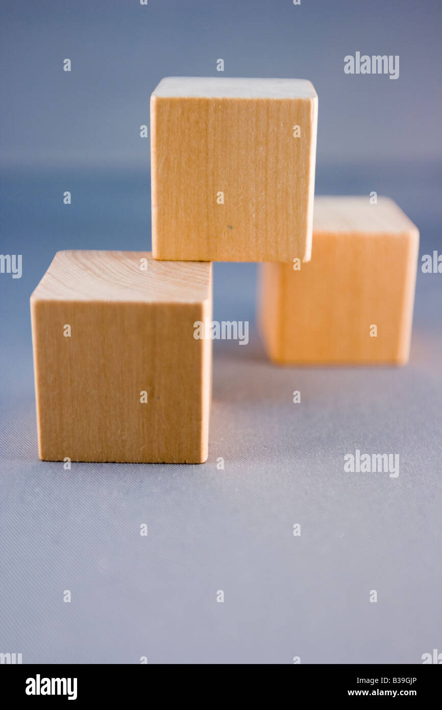 Wooden block construction stepping ahead bridge connection Stock Photo ...