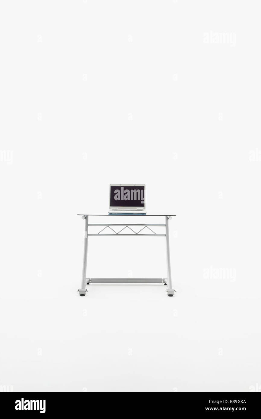 Laptop computer on desk Stock Photo - Alamy