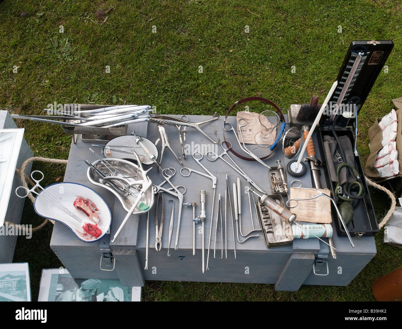 Field dressings and surgical instruments Stock Photo - Alamy
