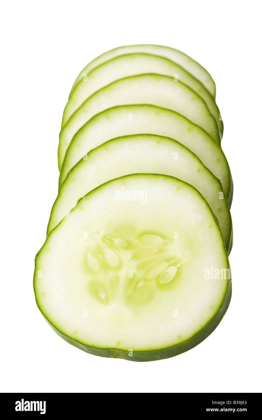 Sliced cucumber isolated on a white background Stock Photo - Alamy