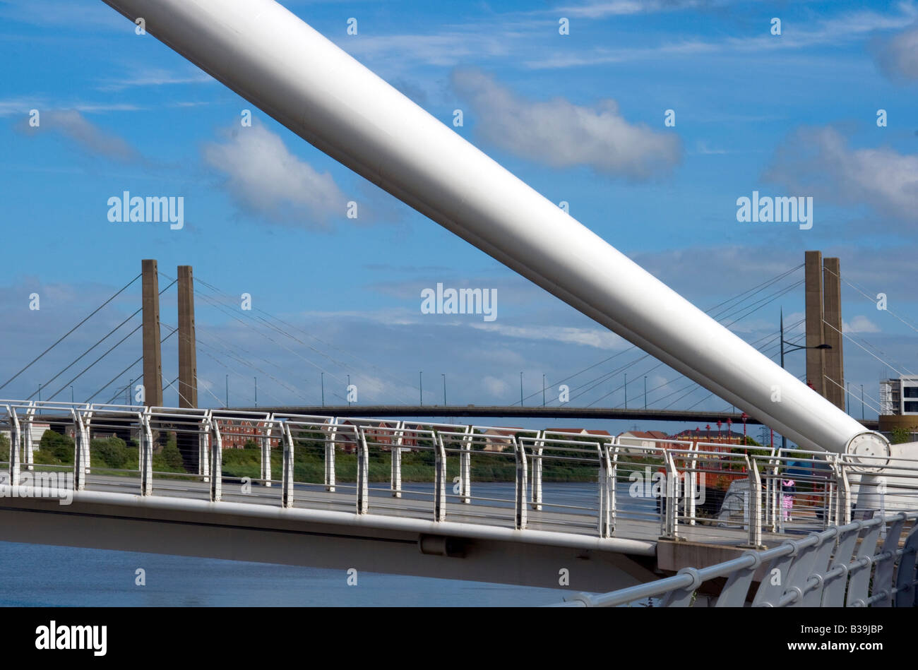 Footbridge and George Stret Bridge River Usk Newport Stock Photo - Alamy