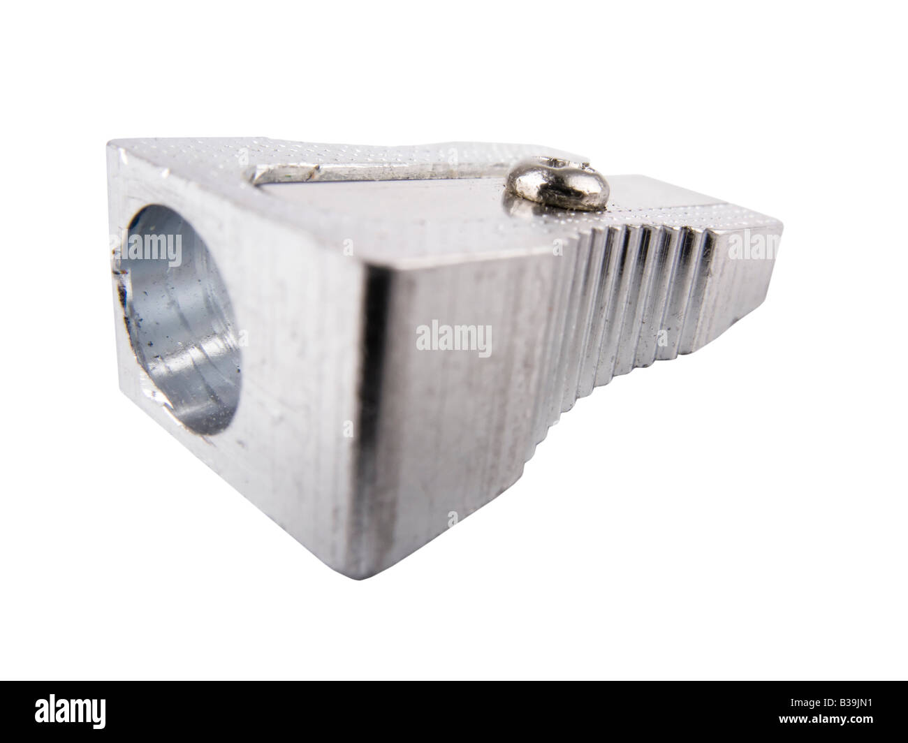 Metallic pencil sharpener on a white background Stock Photo - Alamy