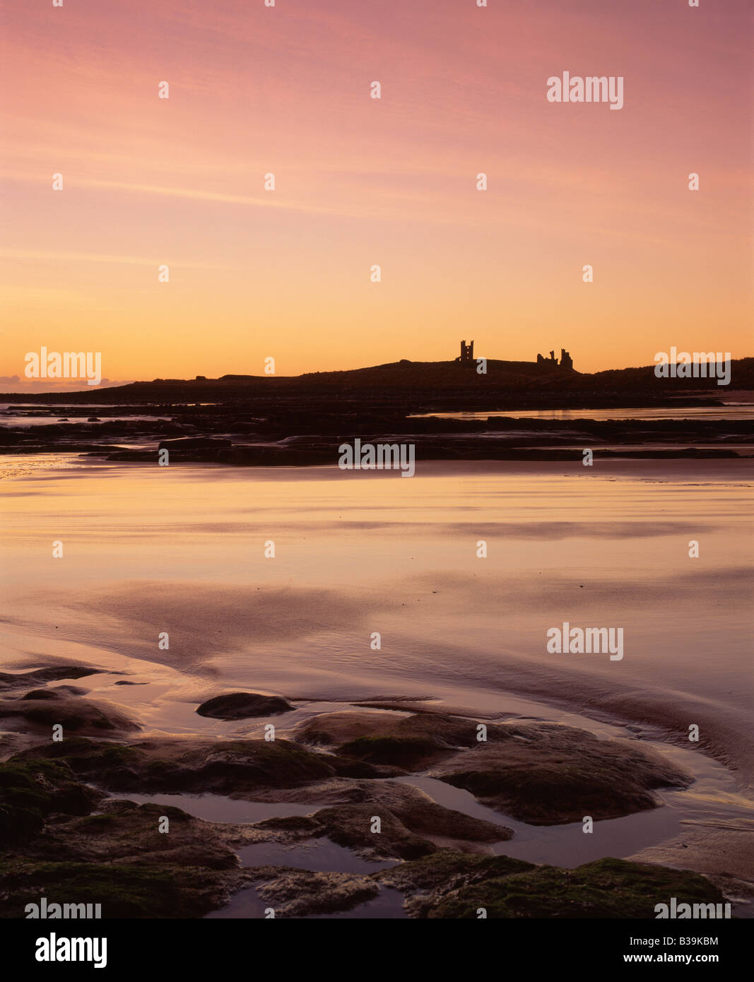 Dunstanburgh Castle from Embleton Bay, Northumberland, England, UK ...