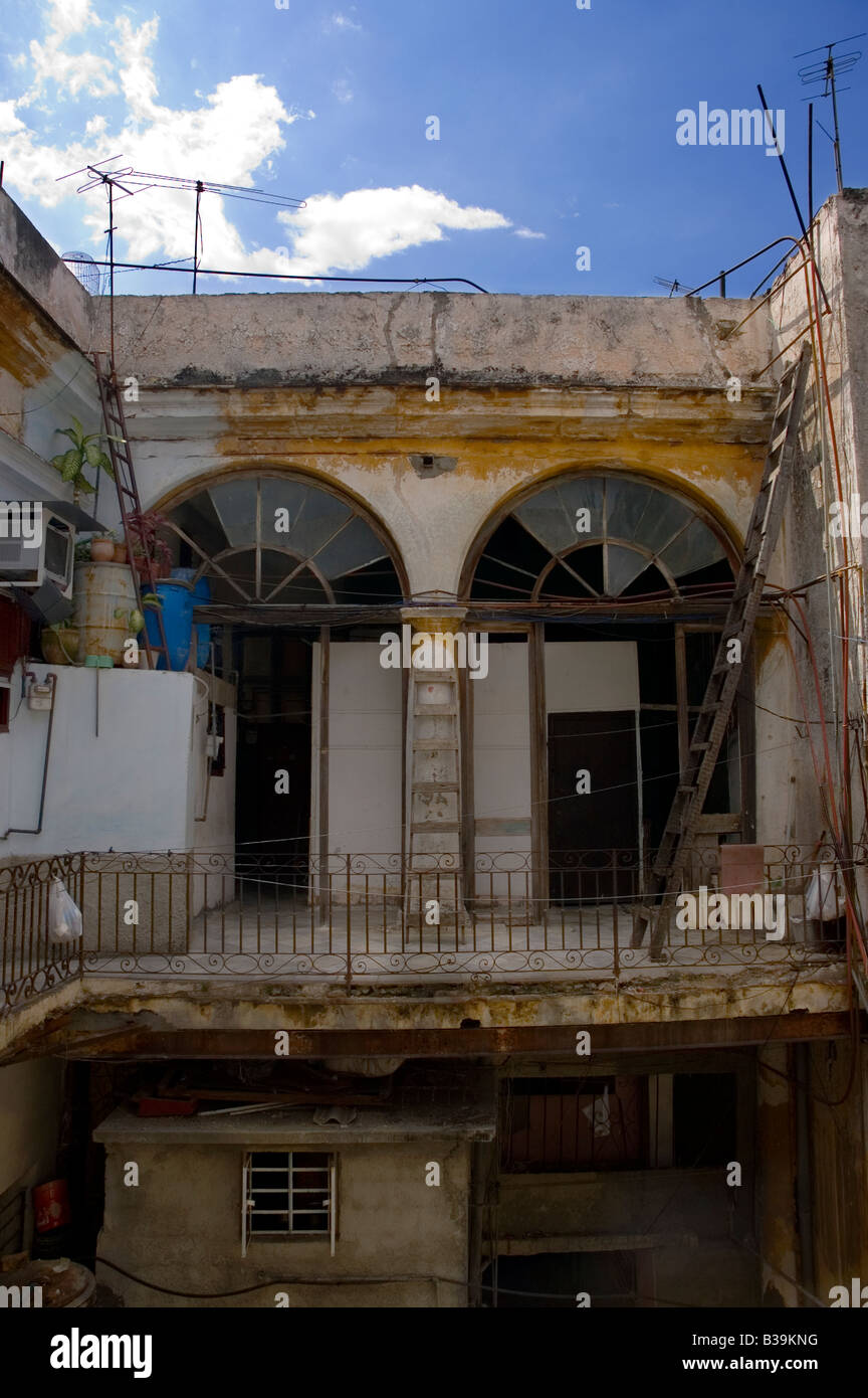 Detail of typical cuban building with shabby interior Stock Photo - Alamy