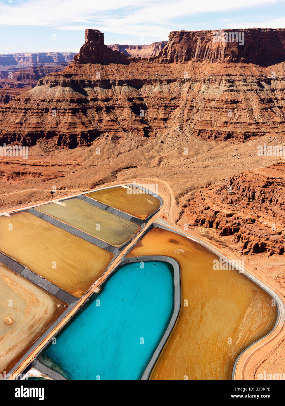 Aerial landscape of tailing ponds for mineral waste in rural Utah ...