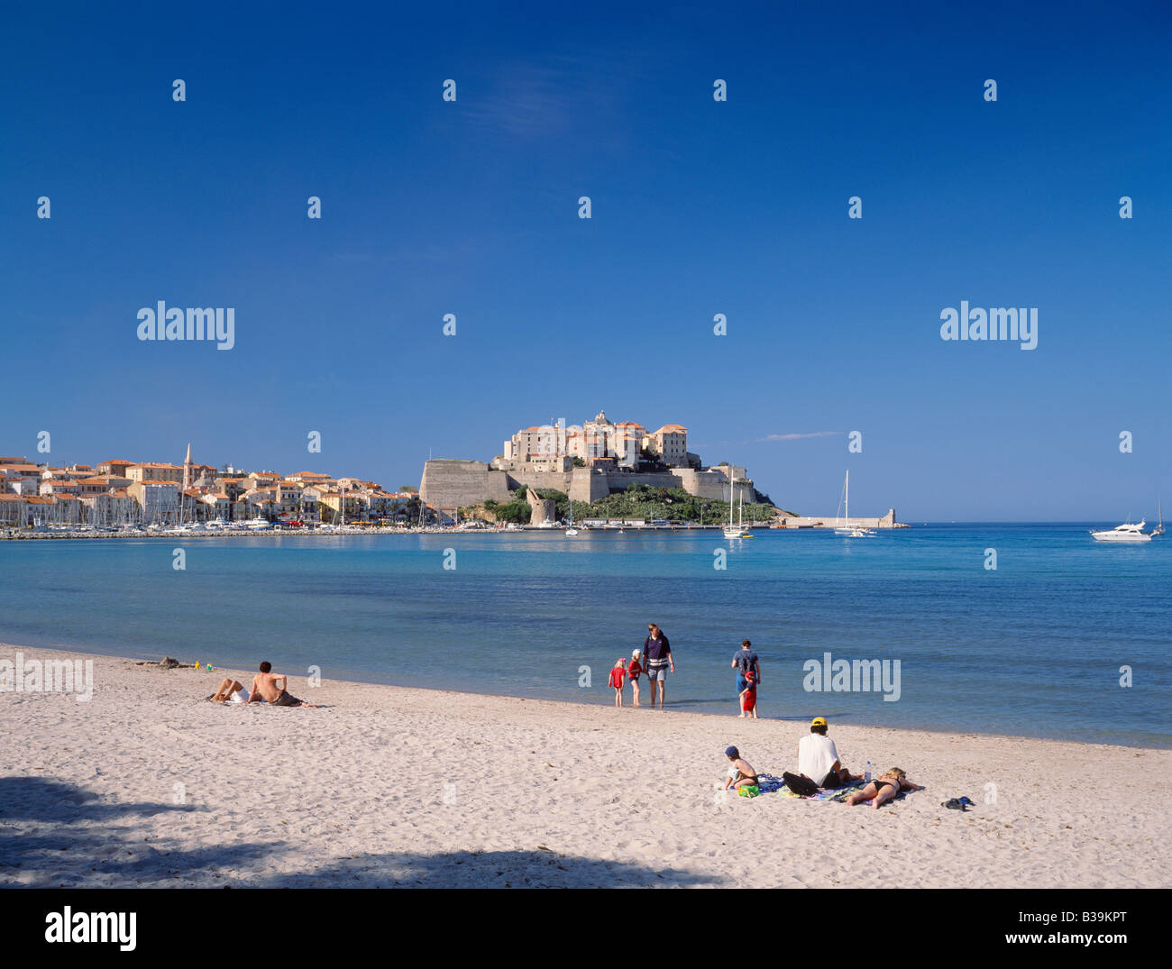 The citadel of Calvi and beach, Balagne, Haute Corse, Corsica, France ...