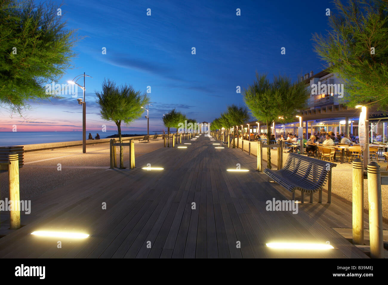 Chambre d Amour esplanade by night in Anglet France Stock Photo - Alamy