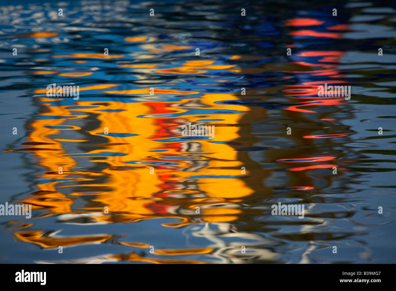 Boat reflection on water Stock Photo - Alamy