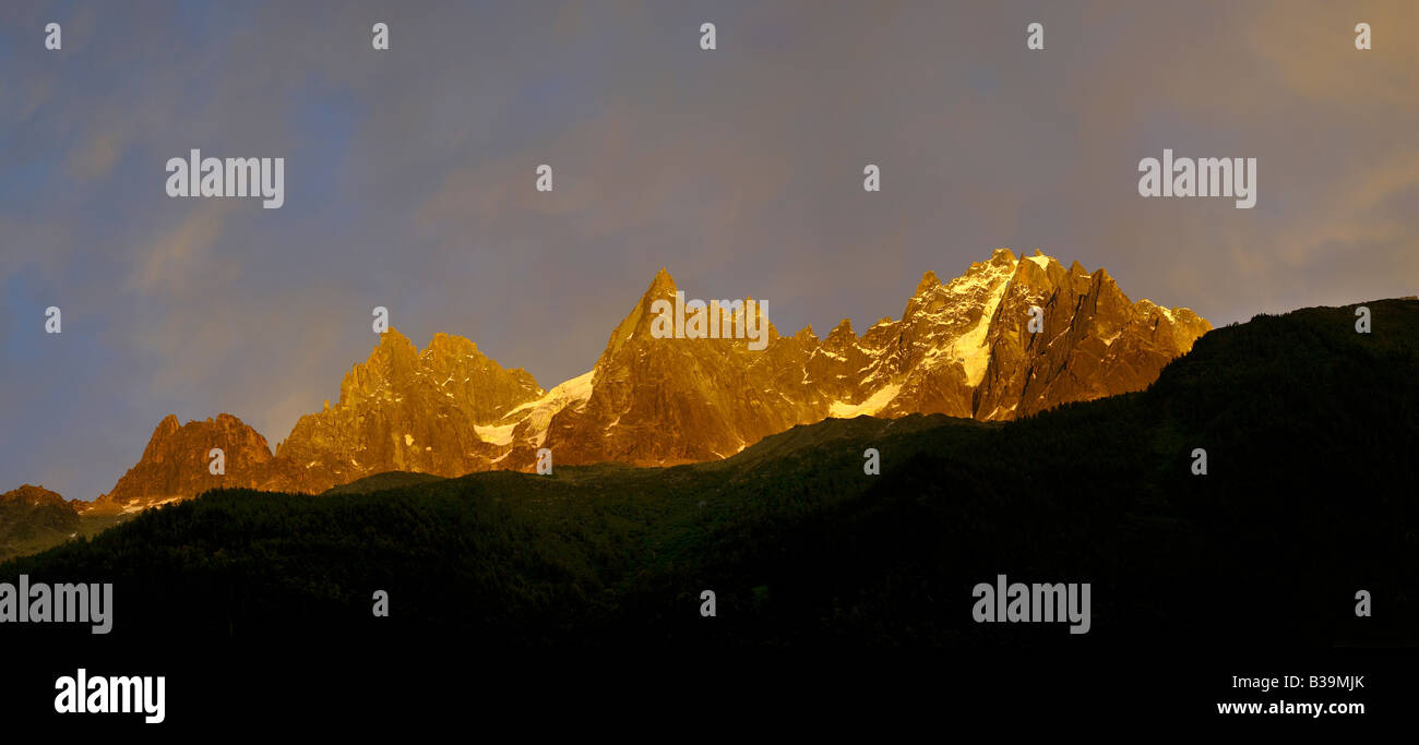 Sunset on the Mont Blanc Massif - Chamonix Mont Blanc, France Stock ...