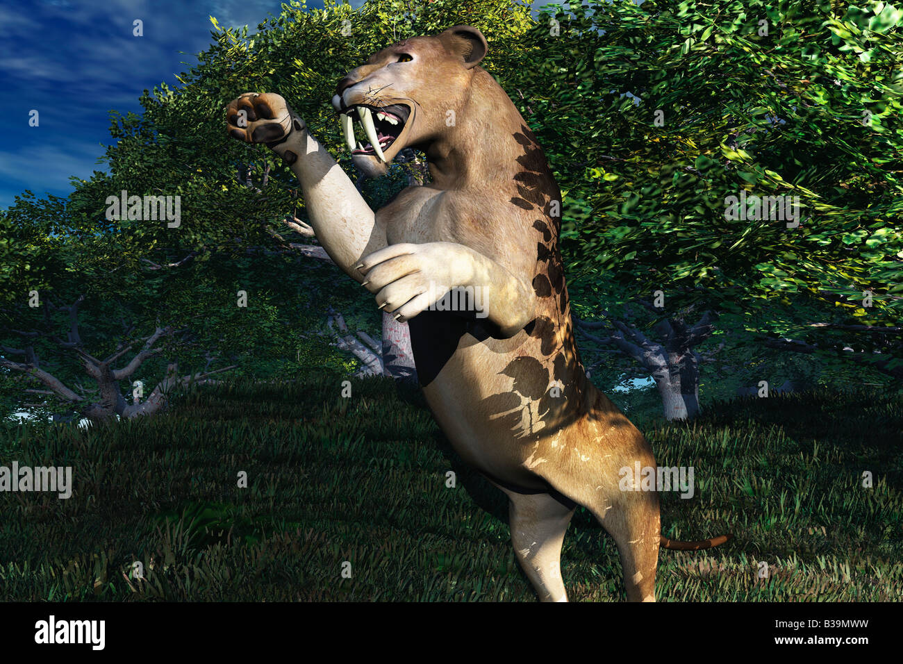 Computer Illustration Of A Sabertooth Stock Photo - Alamy