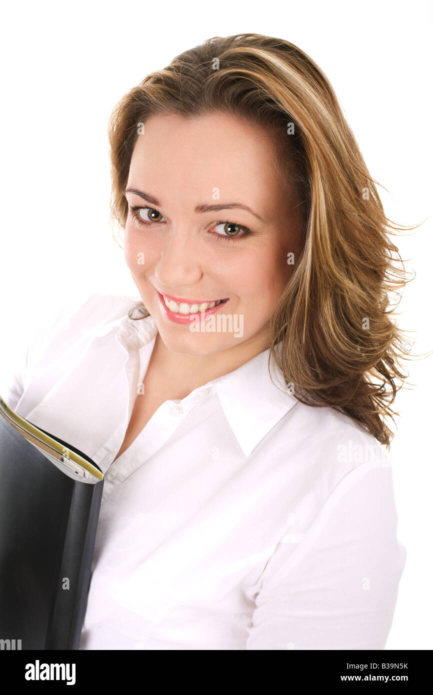 Young Attractive Secretary Holding Some Documents Stock Photo Alamy