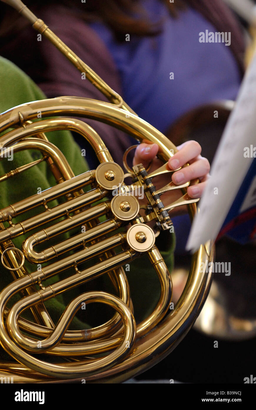 French horn wind instrument hi-res stock photography and images - Alamy