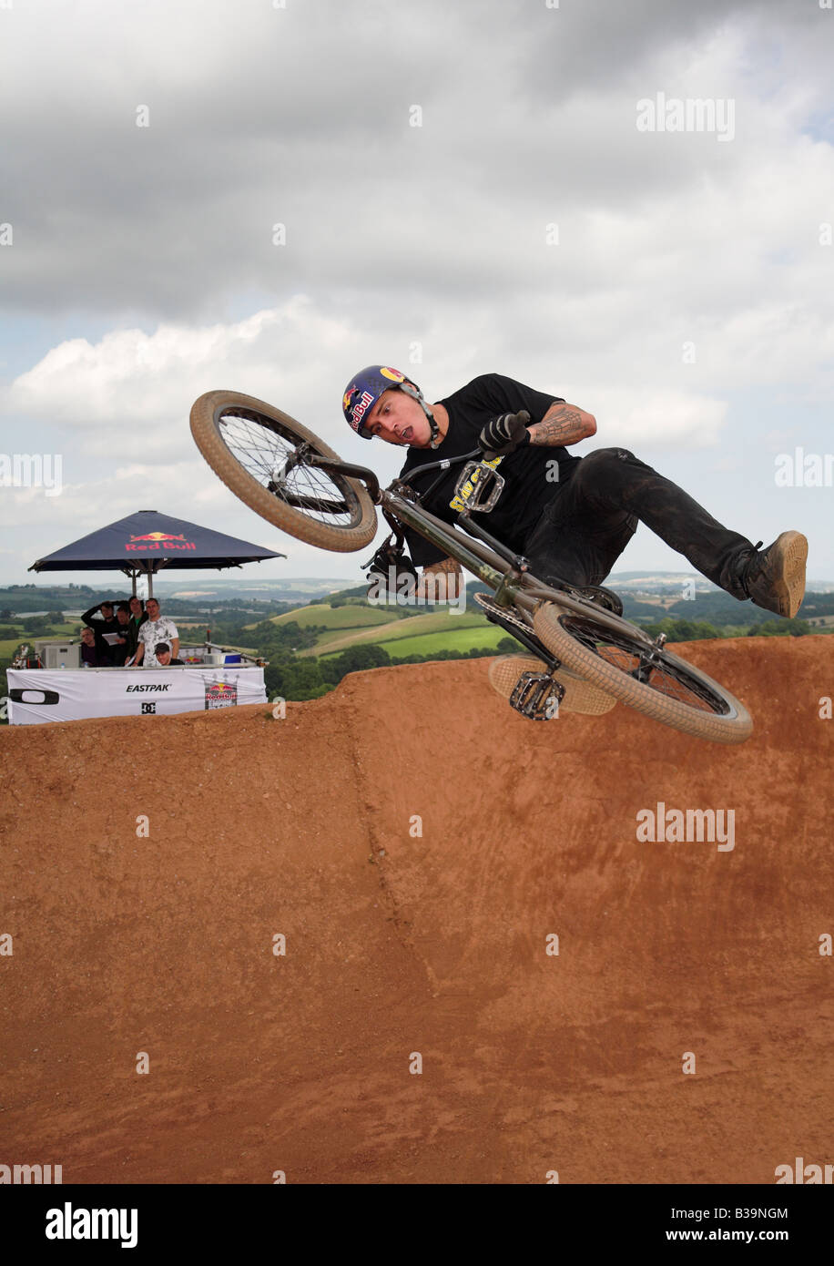 BMX rider at Red Bull Empire of Dirt Competition 26 July 2008 Devon UK ...