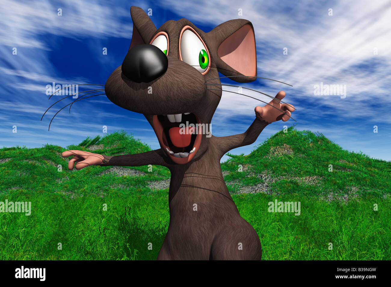 Cartoon Image Of A Mouse Being Chased Stock Photo - Alamy
