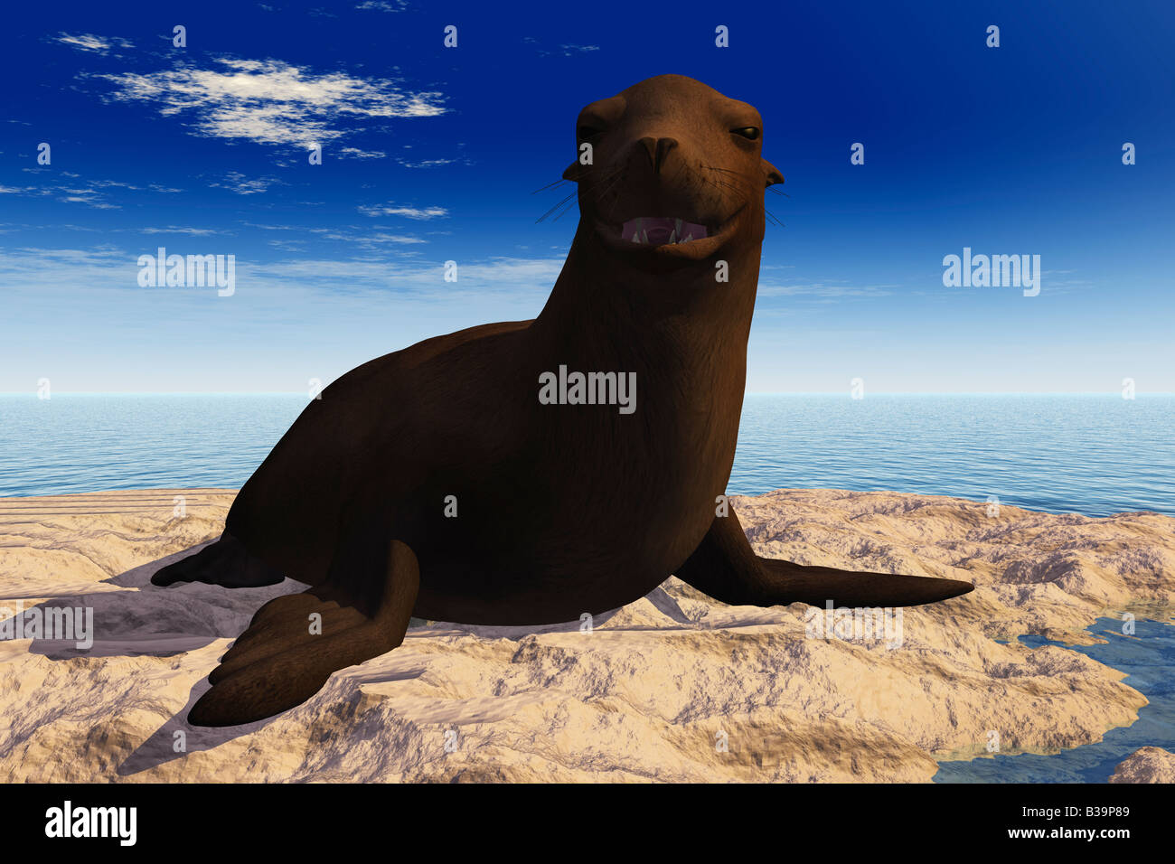 Computer Illustration Of A Seal Smiling Stock Photo - Alamy