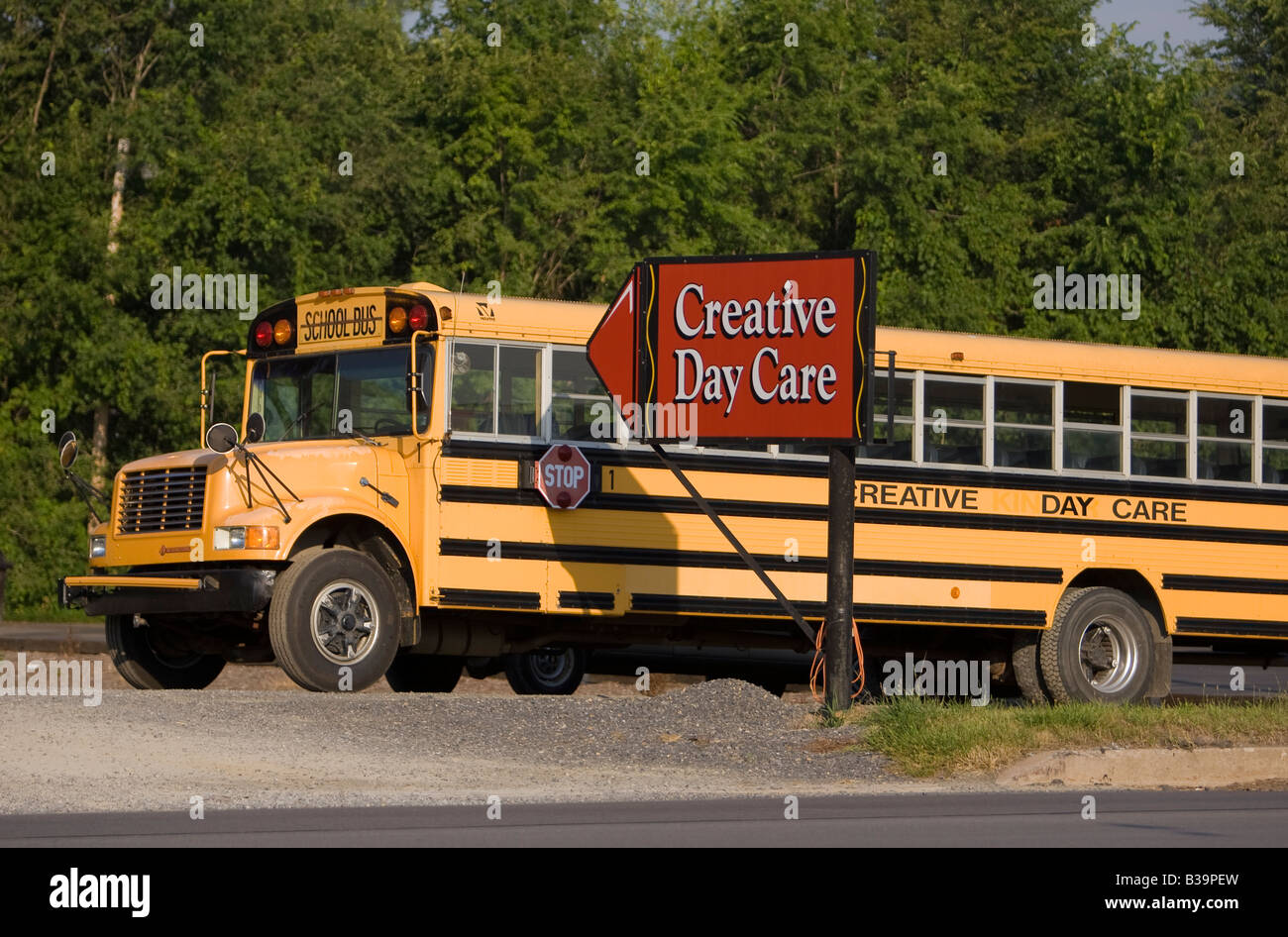 Bus at a children's day care center Stock Photo - Alamy