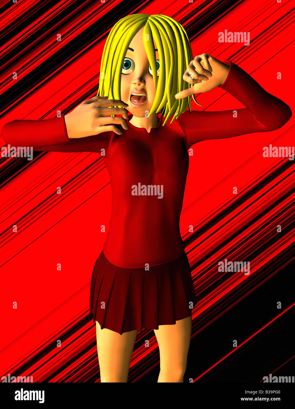 Cartoon Illustration Of A Teen Girl Screaming Stock Photo - Alamy