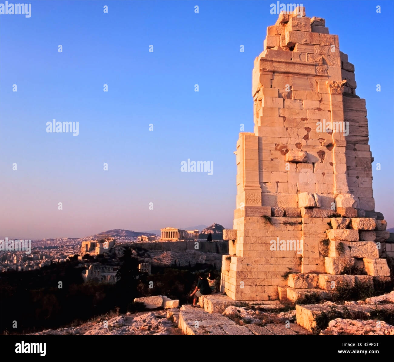 Acropolis from Filopapou Monument Hill of the Muses Athens Greece Stock ...