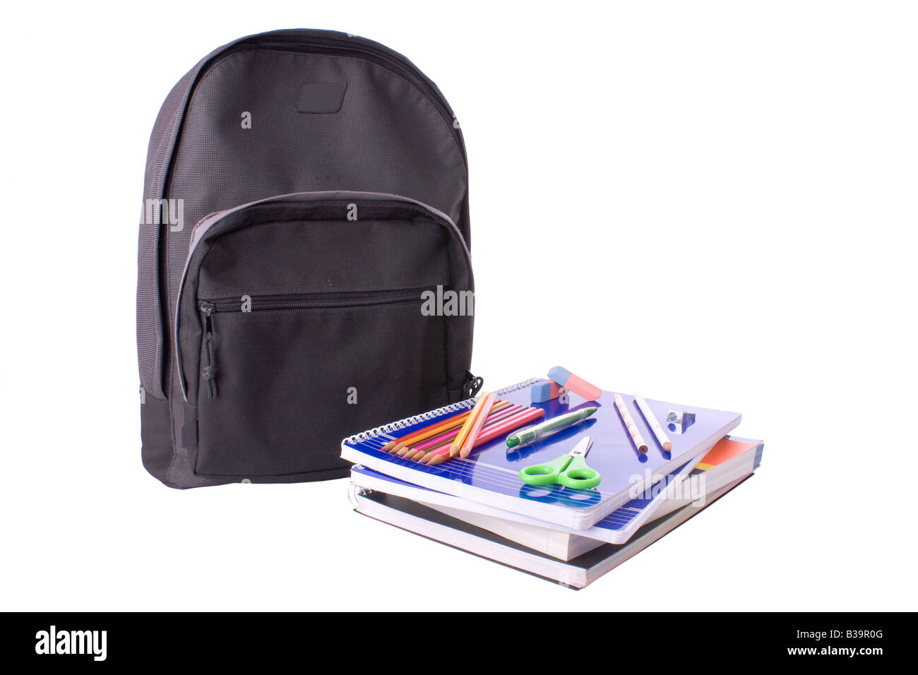 School material isolated on a white background Stock Photo - Alamy