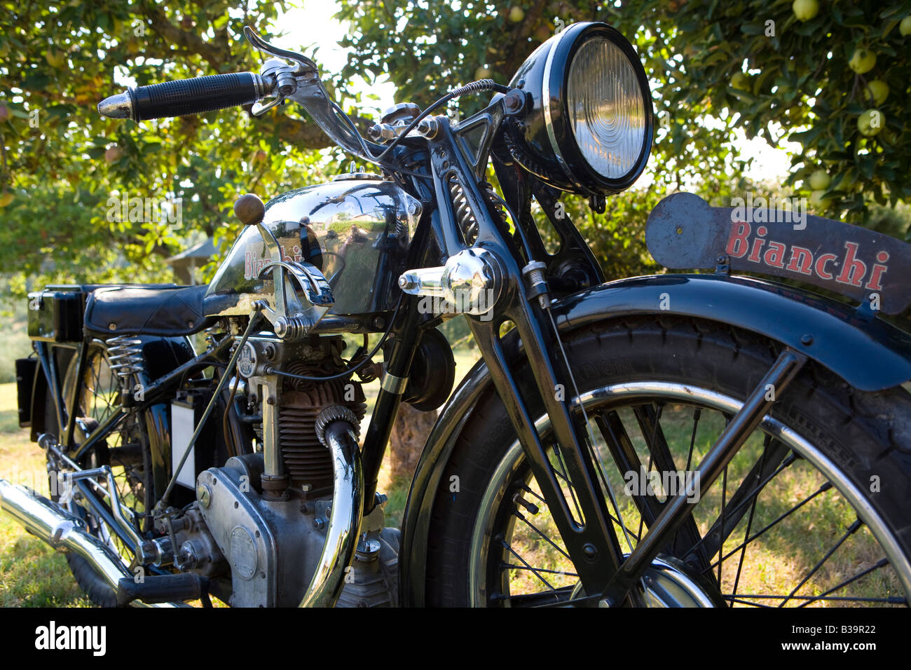 Old Bianchi Motorbike Tuscany Italy Stock Photo - Alamy