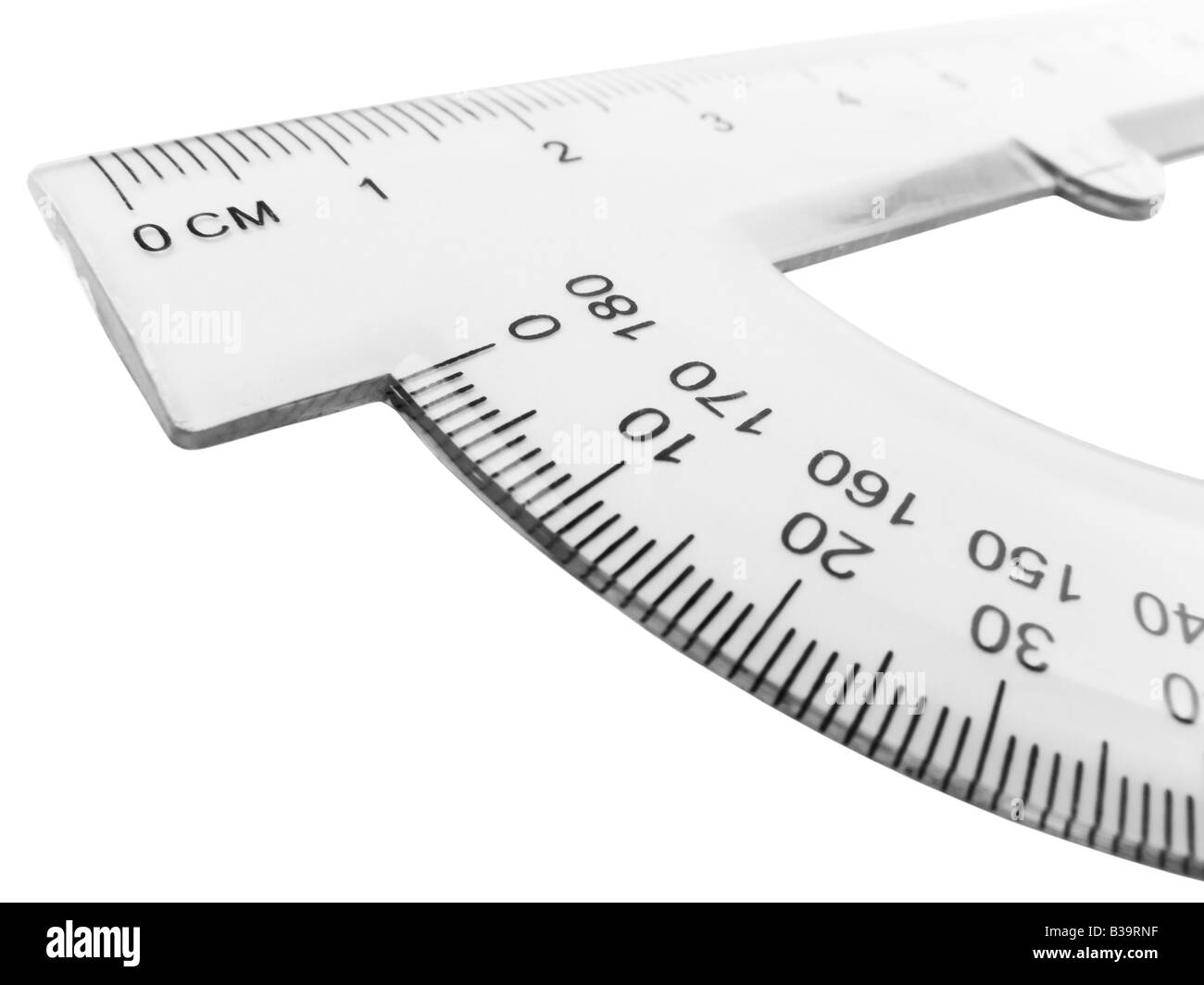 Transparent protractor isolated on a white background Stock Photo - Alamy