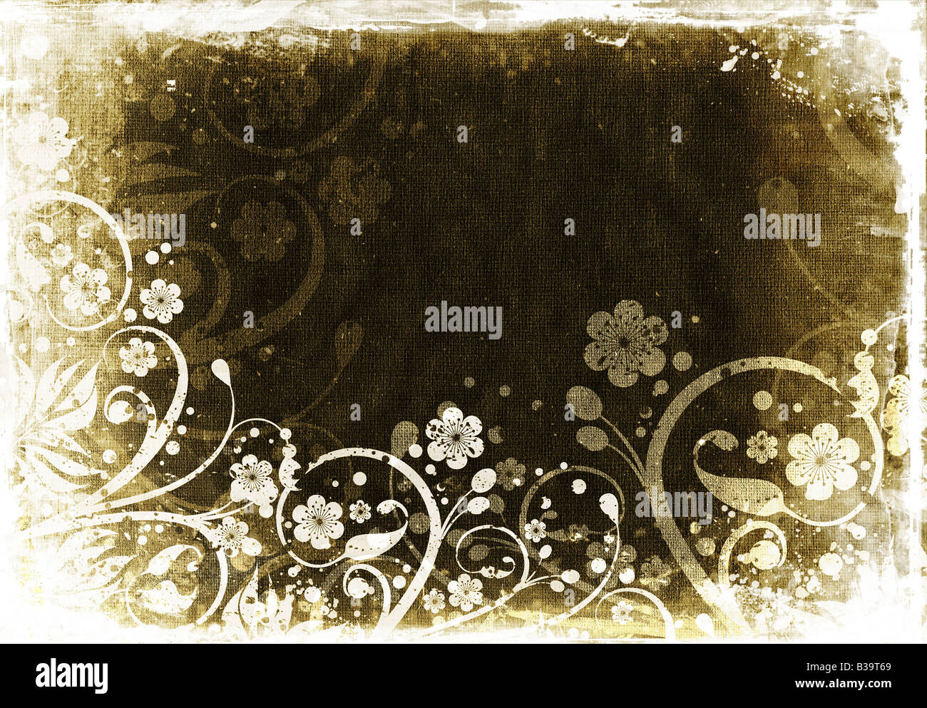 Floral design on grunge background Stock Photo - Alamy