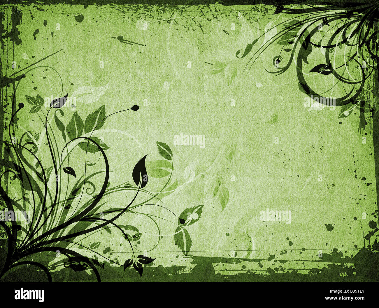 Floral design on grunge background Stock Photo - Alamy