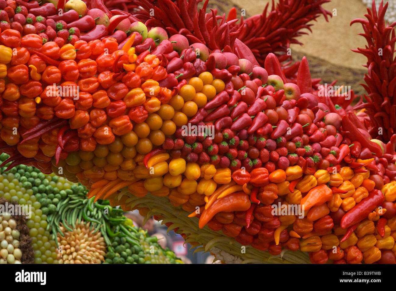Detail of fruit and vegetable sculpture at Tiel fruit parade Holland ...