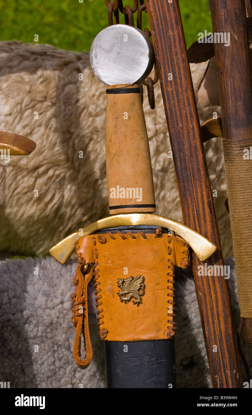 Display of weapons at Skenfrith Medieval Fun Day Monmouthshire Wales UK ...