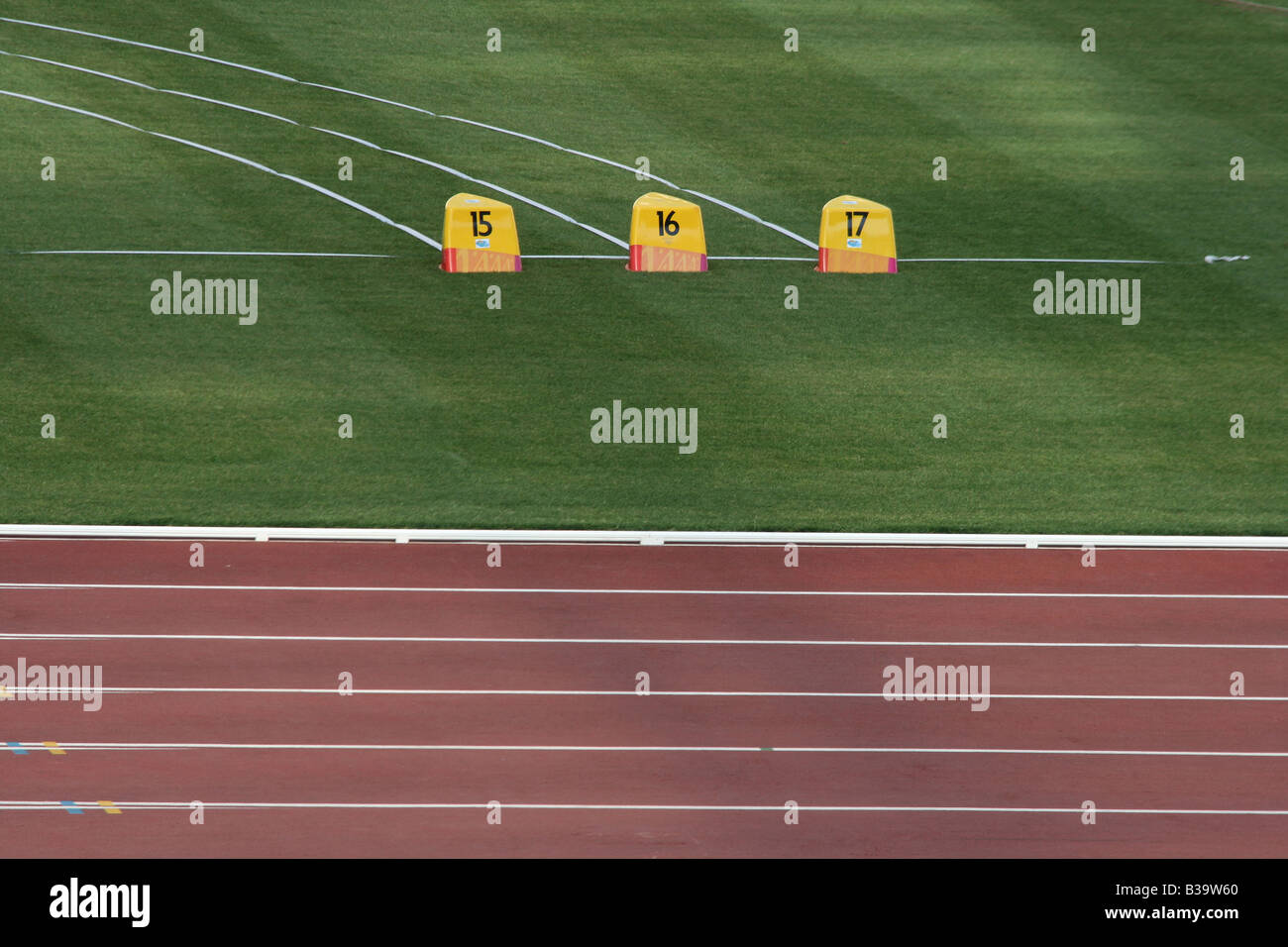 detail from empty athletics race track and field Stock Photo - Alamy