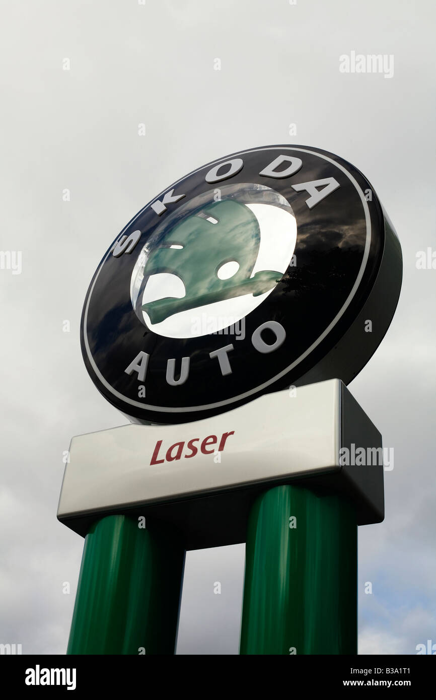 A Skoda Auto car dealership sign in the UK Stock Photo - Alamy